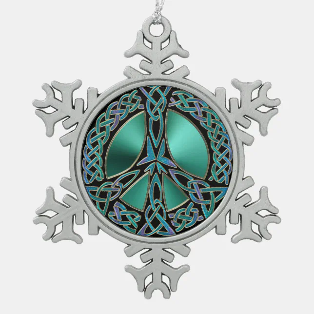 Celtic Knot Peace Sign Snowflake Ornament | Zazzle