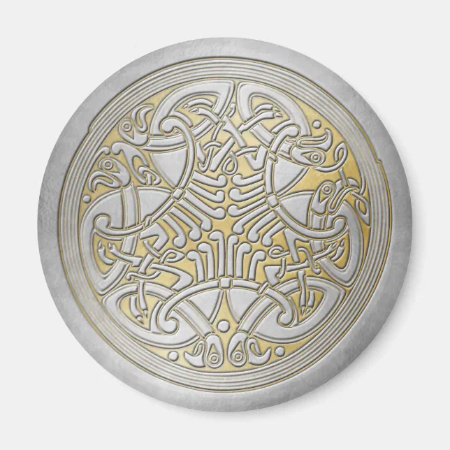 Celtic Knot Silver Birds & Gold-Fridge Magnet | Zazzle