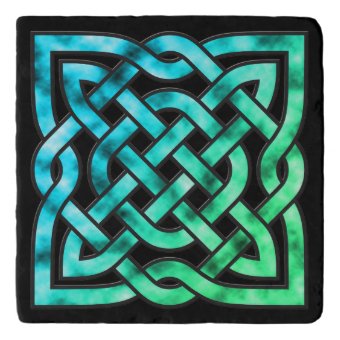 Celtic Knot - Square Blue Green Trivet | Zazzle