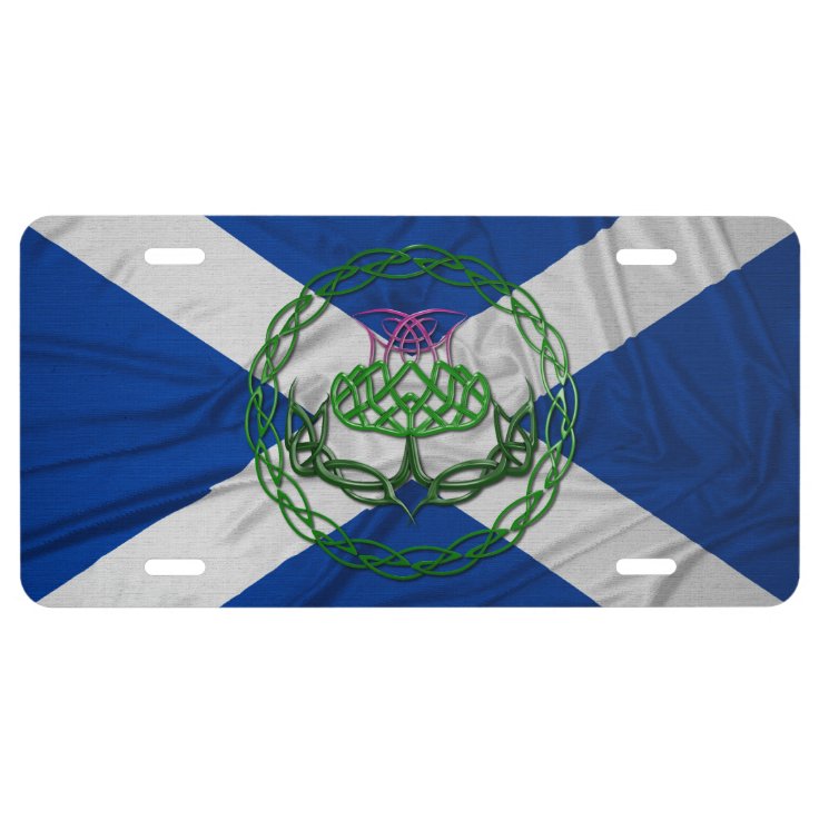 Celtic Knot Thistle And Flag License Plate | Zazzle
