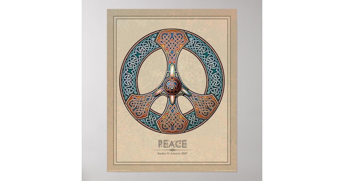 Celtic Knotwork Peace Sign poster (16x20") | Zazzle