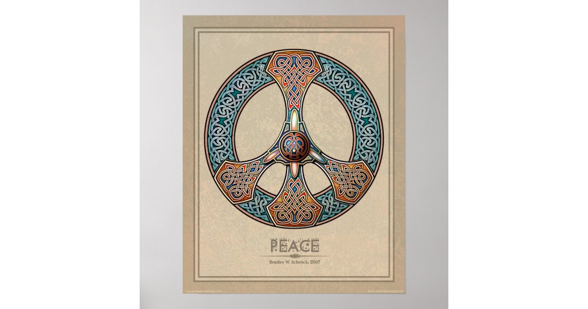 Celtic Knotwork Peace Sign poster (16x20") | Zazzle