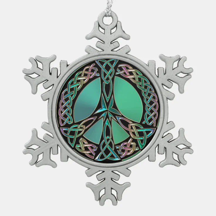 Celtic Peace - Celtic Knot Peace Sign Snowflake Pewter Christmas ...