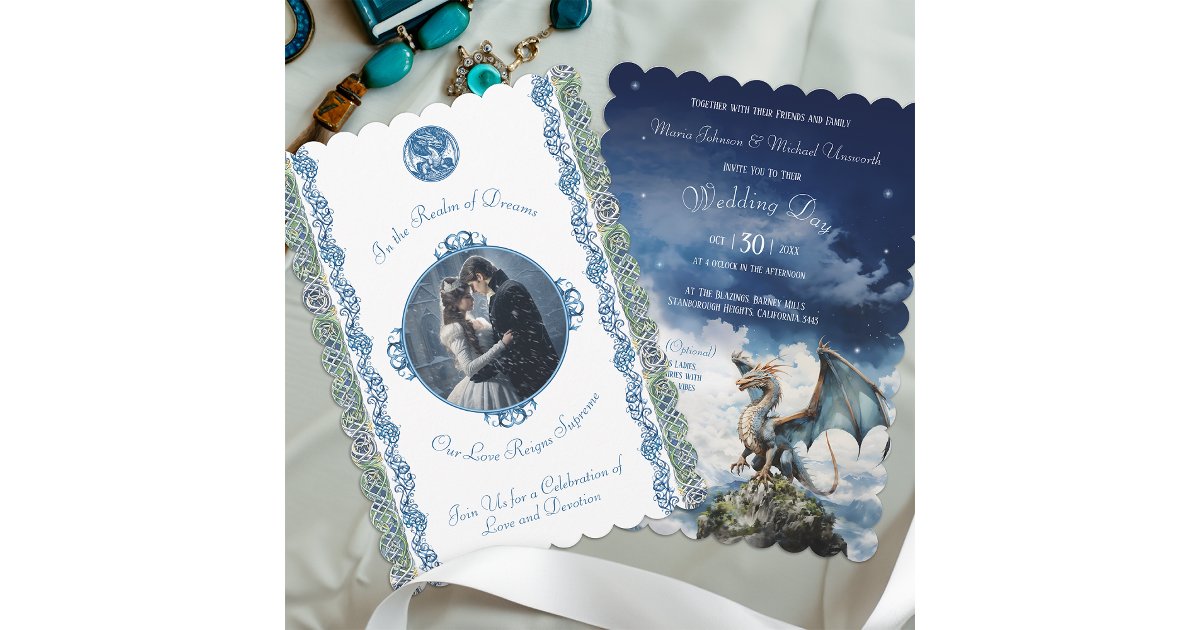 Celtic Photo RSVP Dragon Wedding Invitation | Zazzle