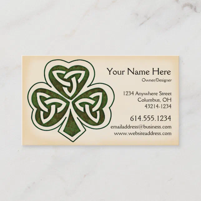 Celtic Shamrock Design 1 Irish Business Card | Zazzle