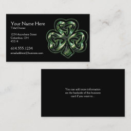 Celtic Shamrock Design 2 Irish Business Card | Zazzle
