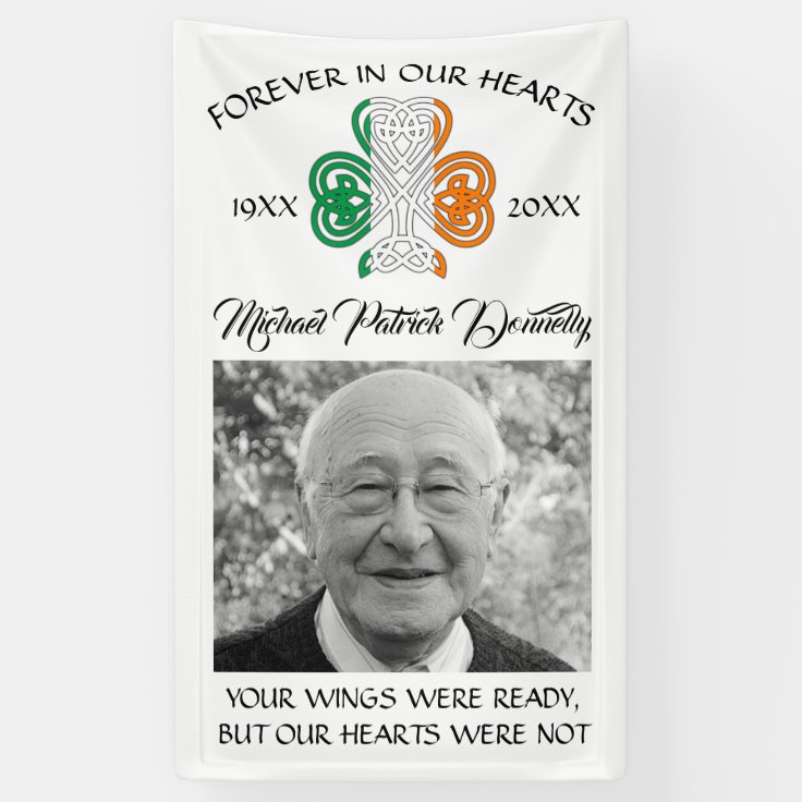 Celtic Shamrock Funeral Memorial Photo Banner | Zazzle