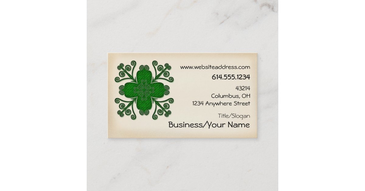 Celtic Swirls Irish Green Design :: Business Card | Zazzle