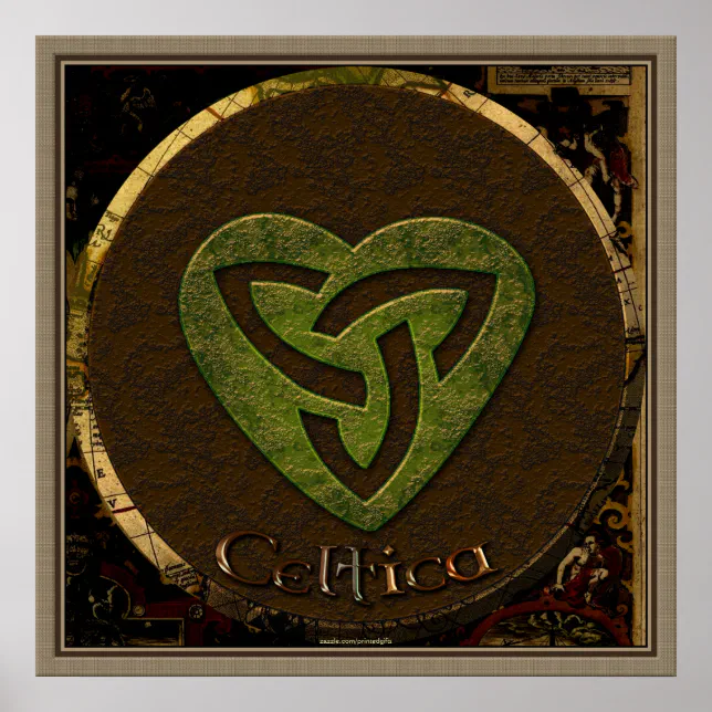 Celtic Tri-skellion & Antique Map Irish Art Poster | Zazzle