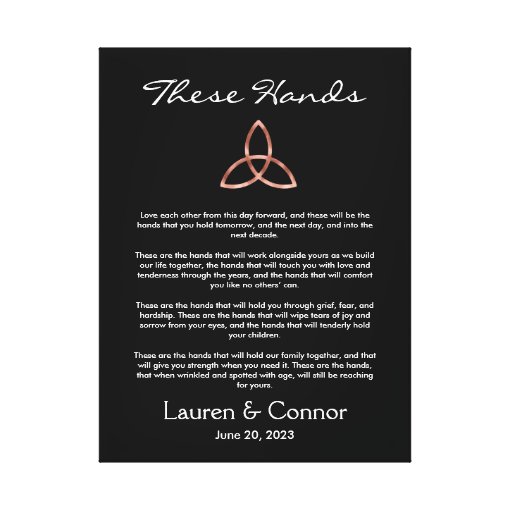 Celtic Trinity Knot Irish Wedding Vows Handfasting Canvas Print | Zazzle