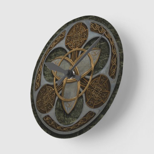 Celtic Trinity Shield Round Clock | Zazzle