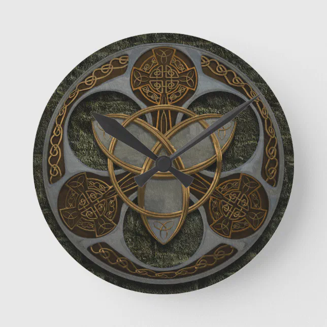 Celtic Trinity Shield Round Clock | Zazzle
