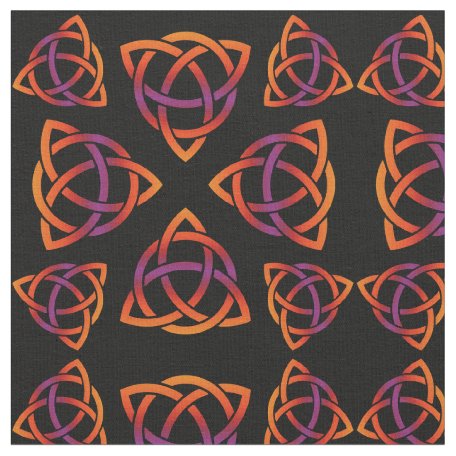 Celtic Triquetra Pattern Blues and Purple on Black Fabric | Zazzle