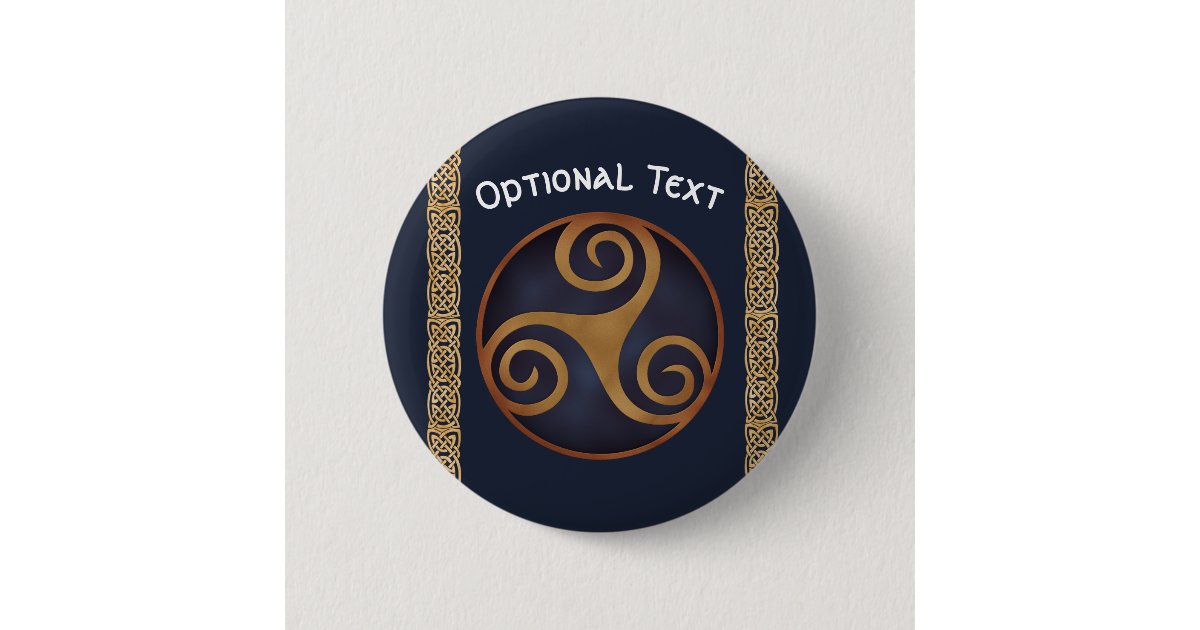 Celtic Triskelion (Blue) Custom Button | Zazzle