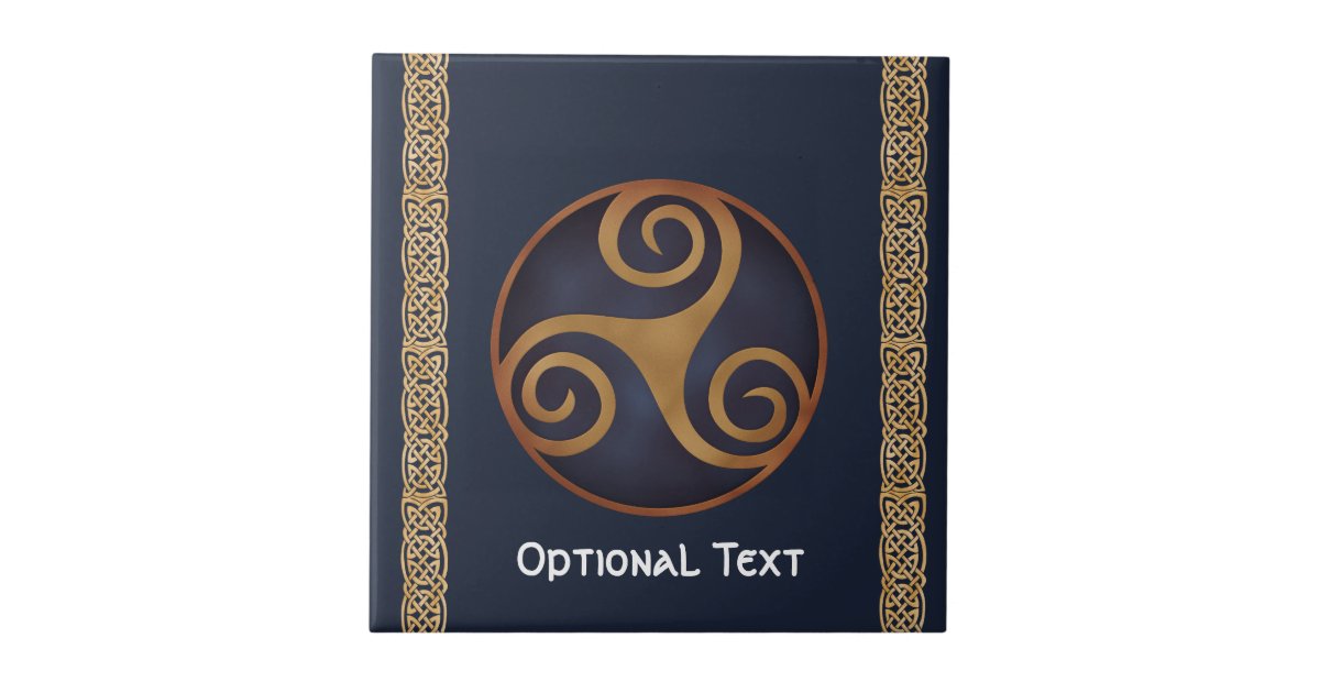 Celtic Triskelion (Blue) Custom Ceramic Tile | Zazzle