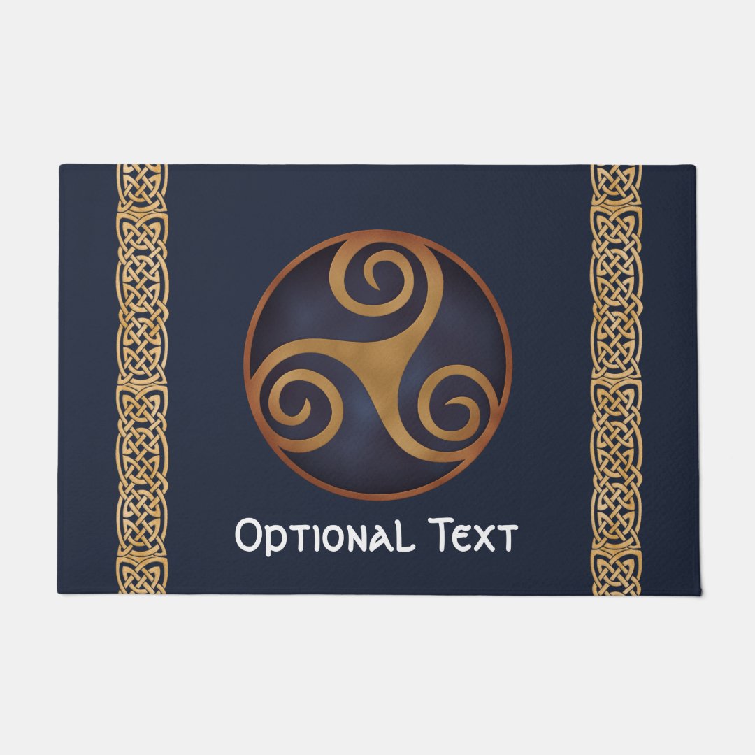 Celtic Triskelion (Blue) Custom Doormat | Zazzle