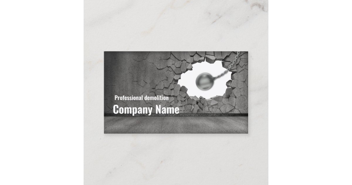 Cement Wall Demolition Works Business Card | Zazzle