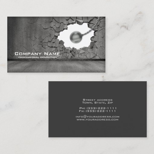 Cement Wall Demolition Works Business Card | Zazzle