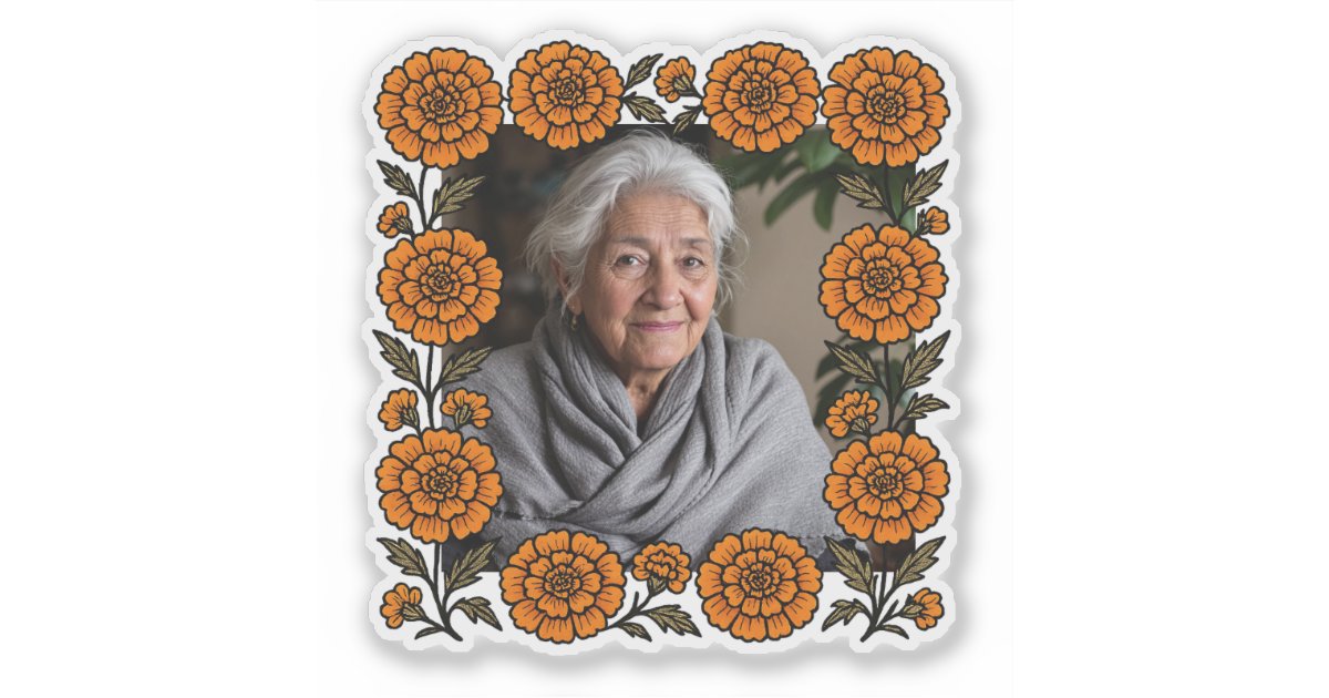 Cempasúchil Ofrenda Con Foto Día de Muertos Sticker | Zazzle