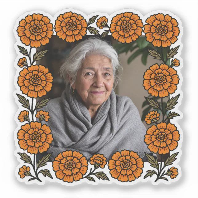 Cempasúchil Ofrenda Con Foto Día de Muertos Sticker | Zazzle