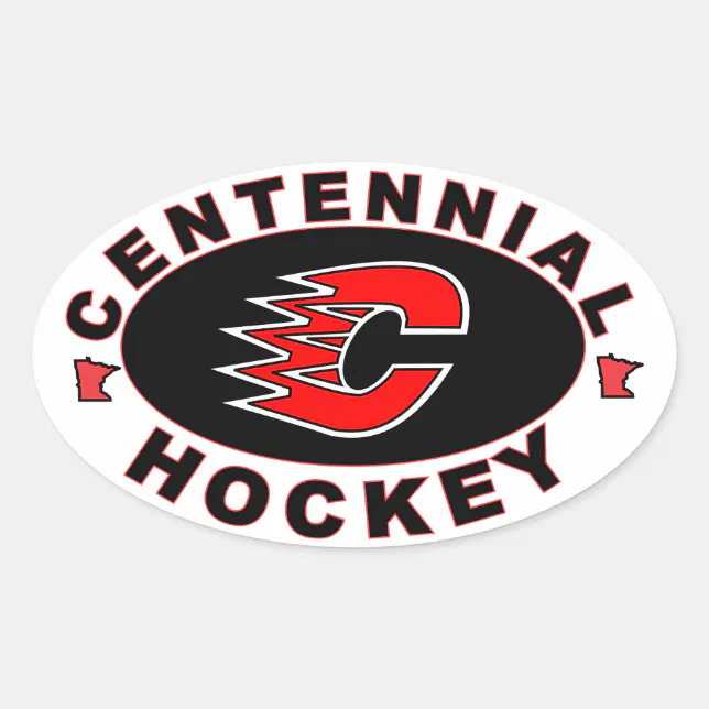 Centennial Hockey Logo Oval Sticker | Zazzle
