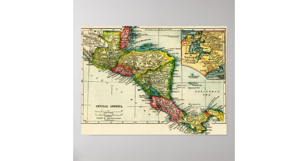Central AmericaPanoramic MapCentral America Poster | Zazzle