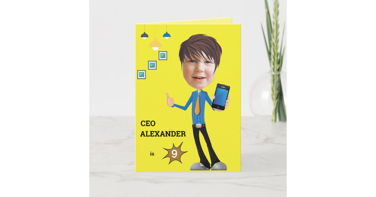 CEO Businessman BOY Photo Sensational FUN BirthdaY Card | Zazzle