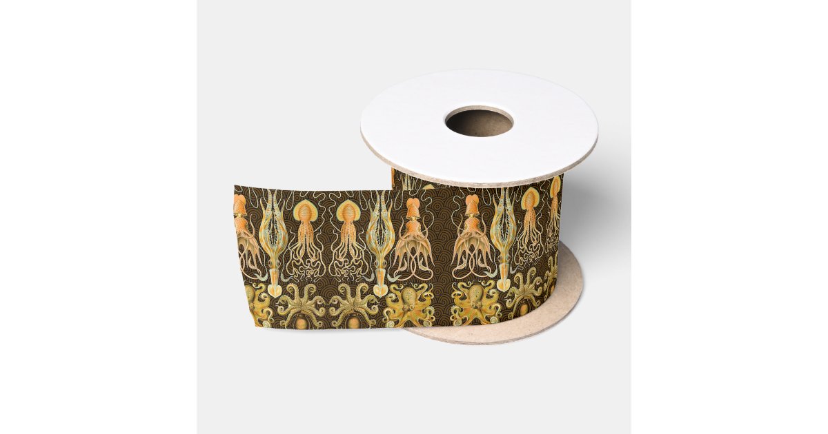 Cephalopod Octopus Squid Marine Nature Satin Ribbon | Zazzle