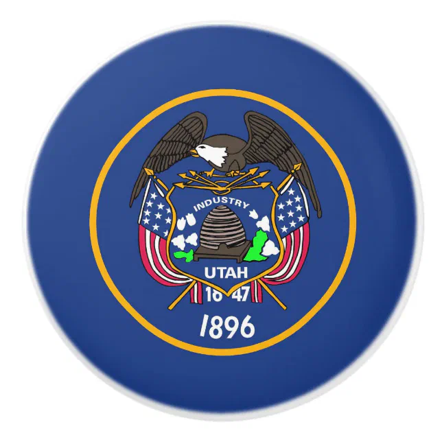 Ceramic knob pull with flag of Utah State, USA | Zazzle