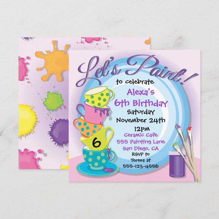 Ceramic Pottery Painting Party Invitations | Zazzle