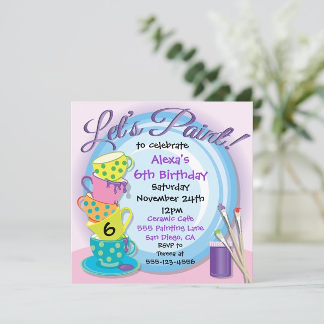 Pottery Painting Party Invitations