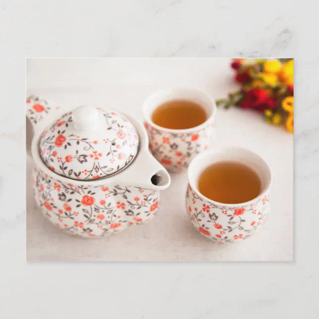 Ceramic Tea Set Postcard | Zazzle