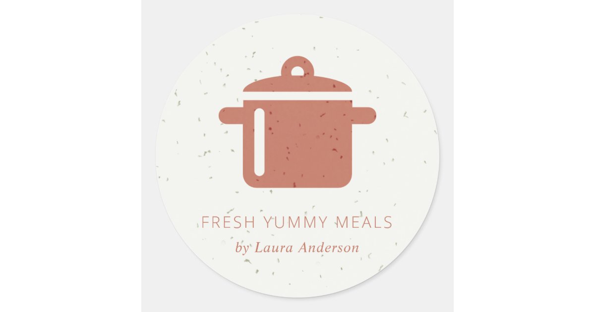 CERAMIC TERRACOTTA RUST POT MEAL CHEF CATERING CLASSIC ROUND STICKER ...