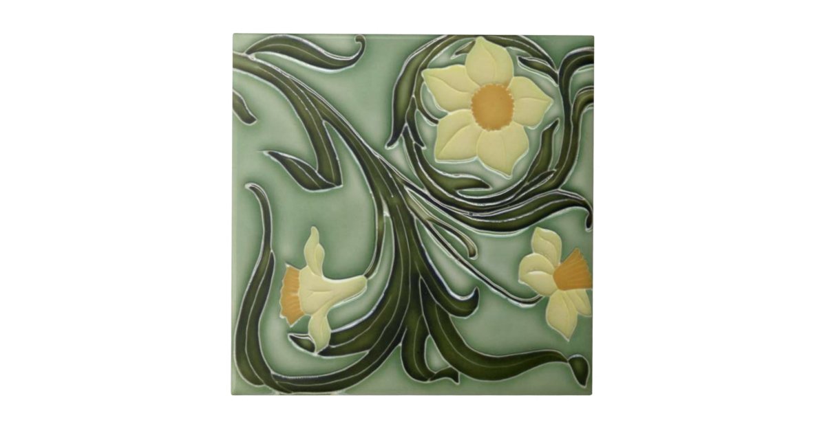 Ceramic Tile - Art Nouveau Daffodils 4 | Zazzle