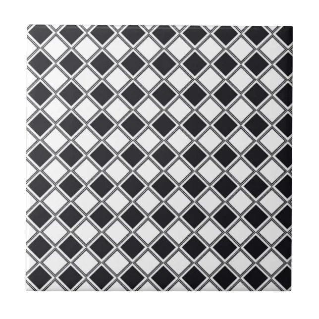 Ceramic Tile Black and White Diamond pattern | Zazzle