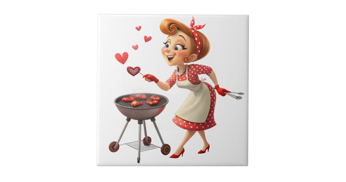 Ceramic Tile Cooking Love Red Hearts | Zazzle