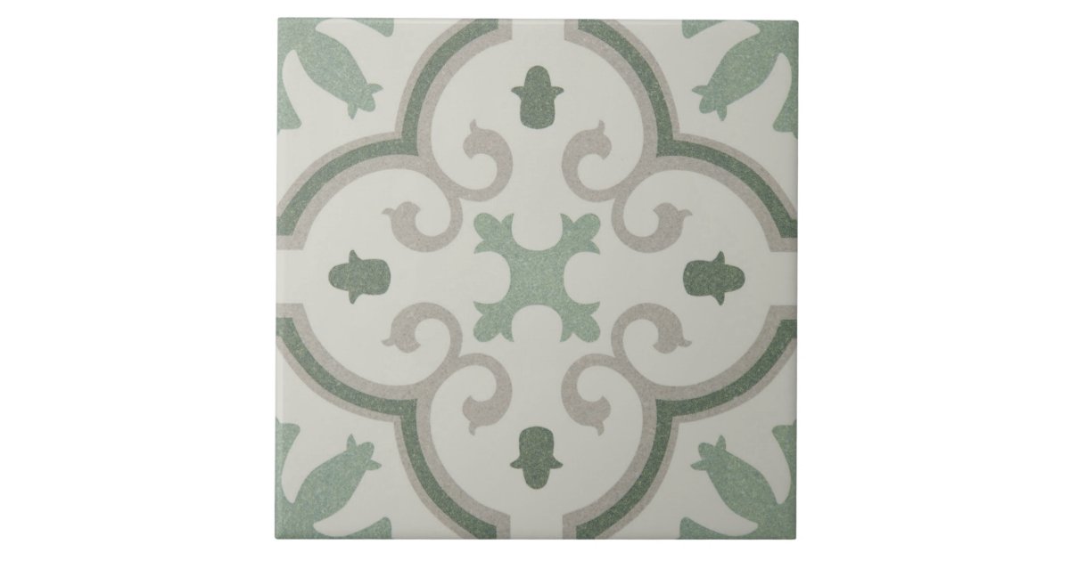 Ceramic Tile - Moroccan Green Beige | Zazzle