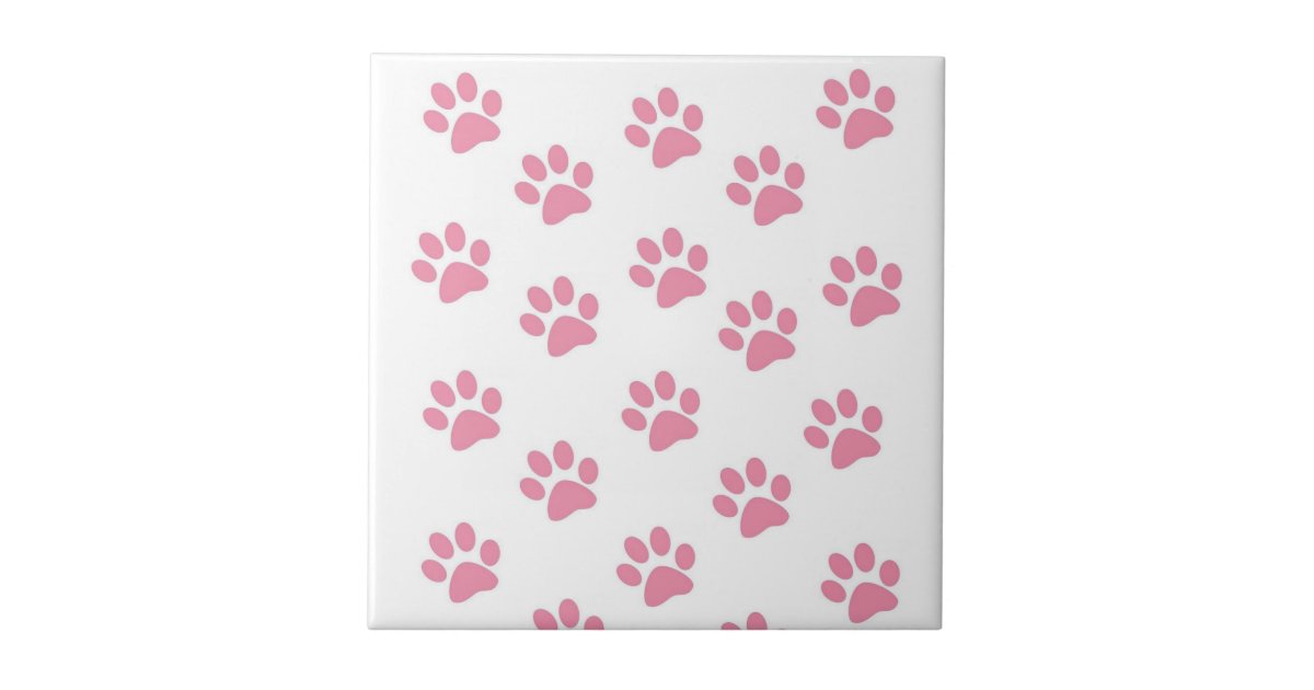 Ceramic Tile Pink Paws Animal Shelter Cats Dogs | Zazzle