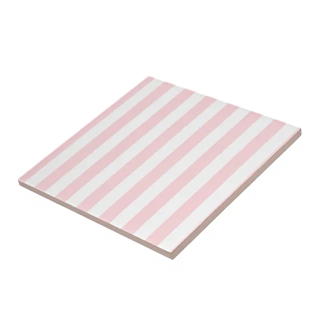 Ceramic Tile Pink & White Stripe | Zazzle