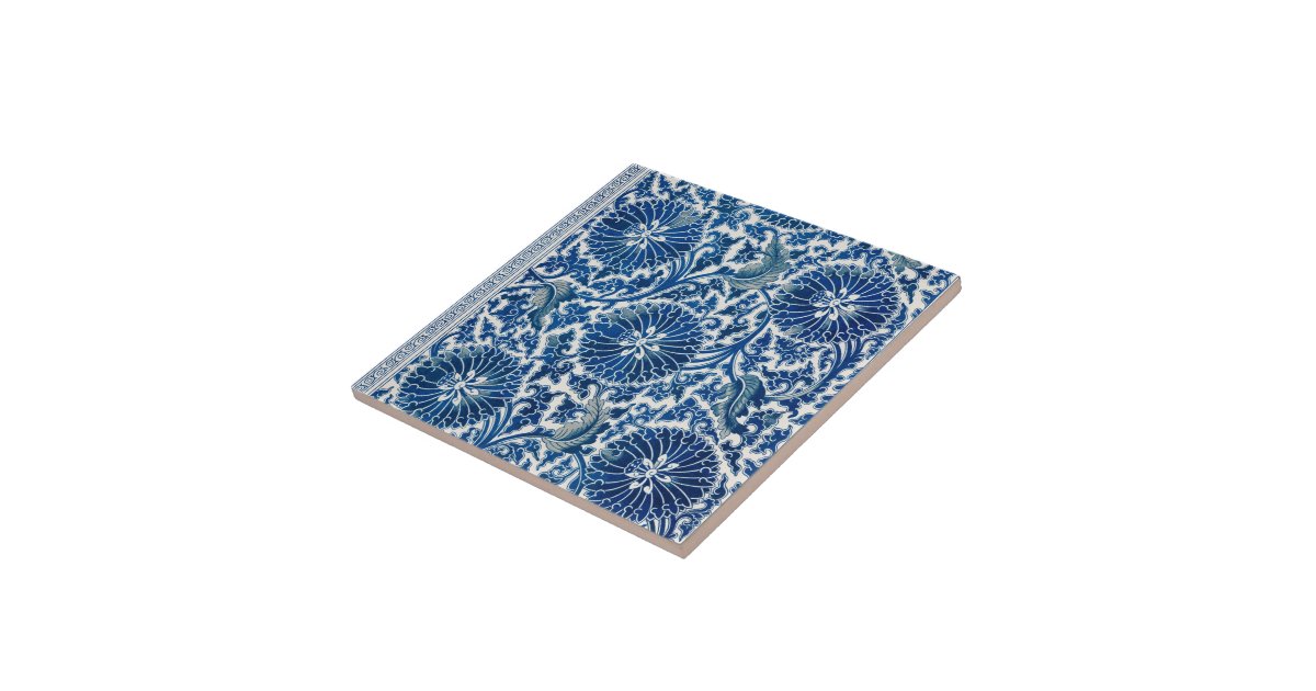 Ceramic Tile Pretty Antique Chinese Pattern Flower | Zazzle