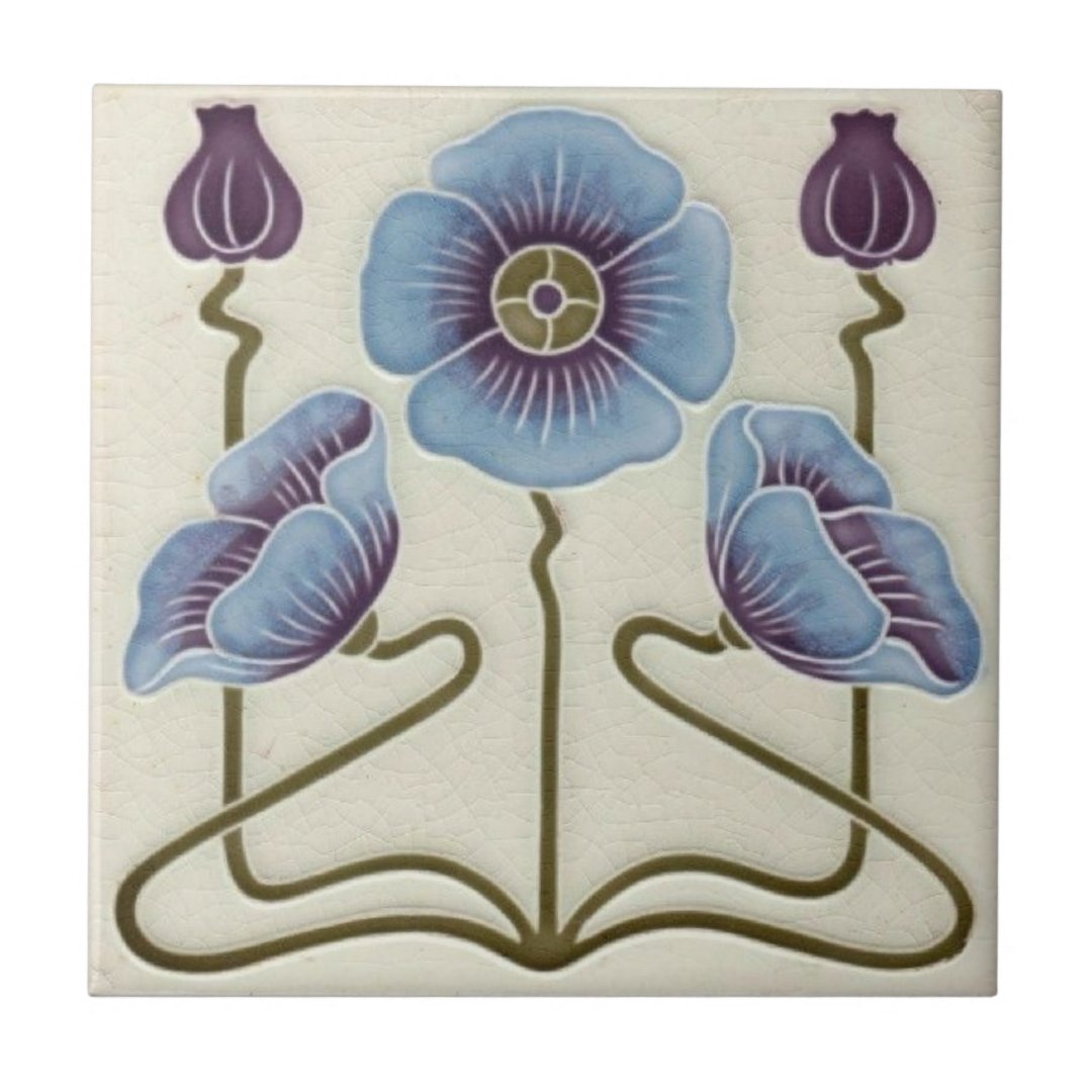 Ceramic Tiles - Blue Poppies | Zazzle