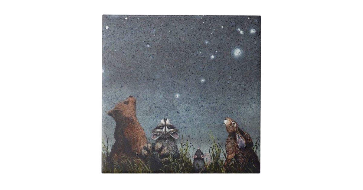 Ceramic Tiles - Woodland Animals Night Stars | Zazzle