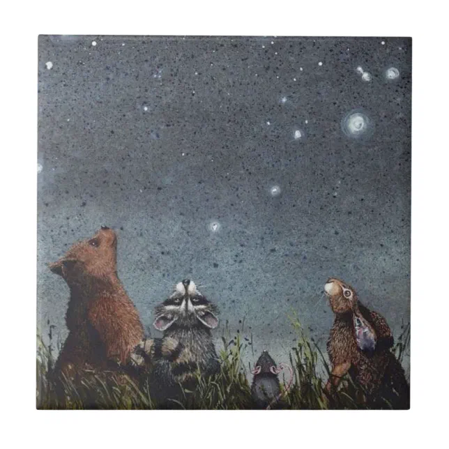 Ceramic Tiles - Woodland Animals Night Stars | Zazzle