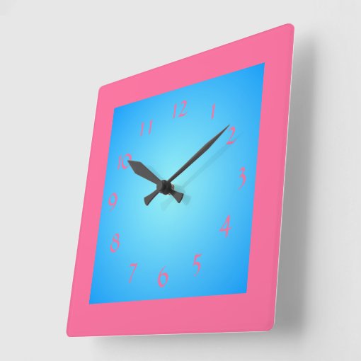 Cerice Pink Boarder /Blue Face>Wall Clock | Zazzle