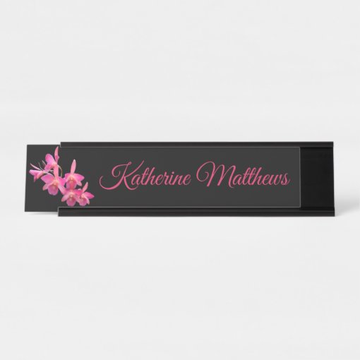 Cerise, Hot Pink, Red, Orchids Hanging Name Plate | Zazzle
