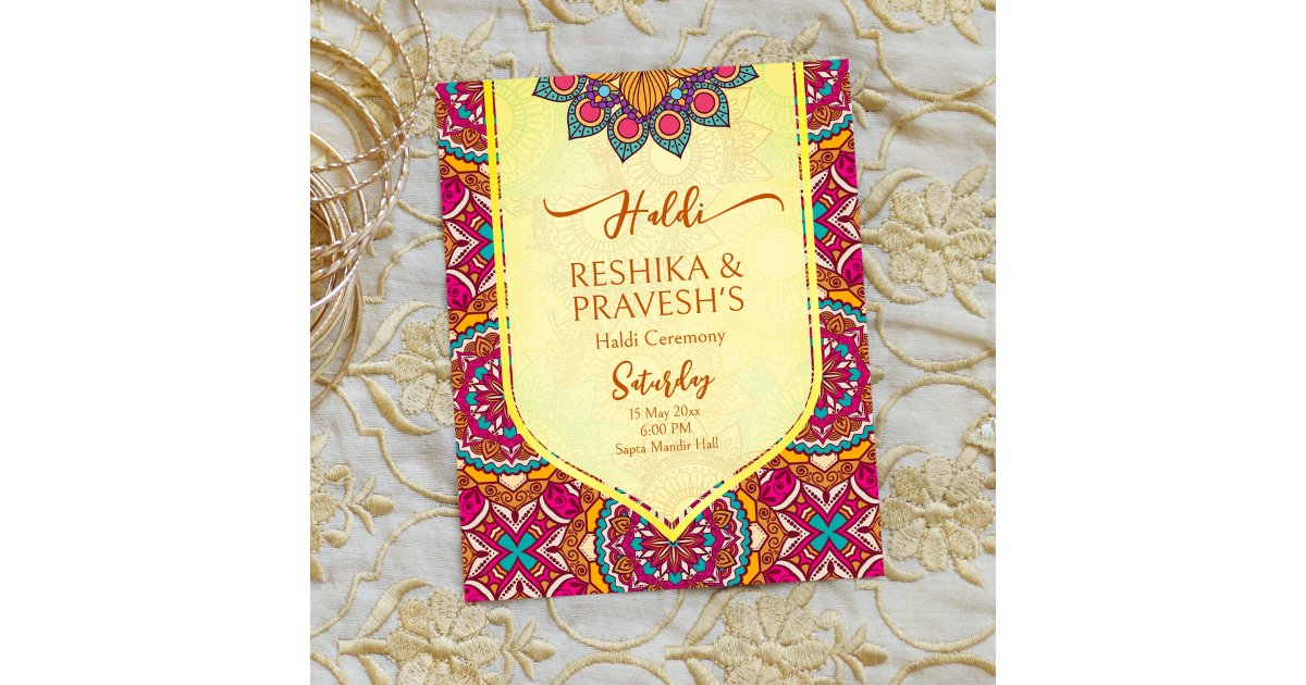 Cerise mandala rangoli joint haldi invitation | Zazzle