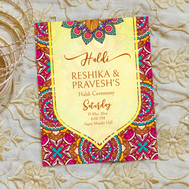 Cerise mandala rangoli joint haldi invitation | Zazzle