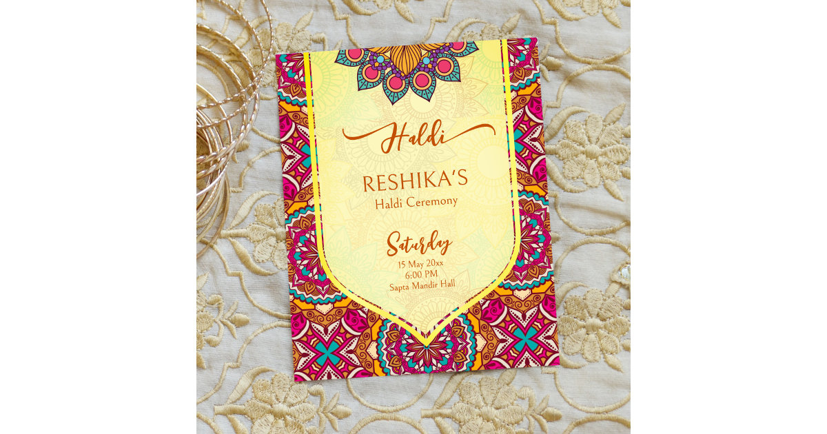 Cerise mandala rangoli mehndi budget invitation | Zazzle