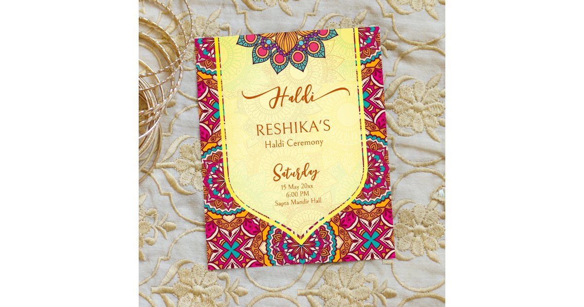 Cerise mandala rangoli mehndi budget invitation | Zazzle