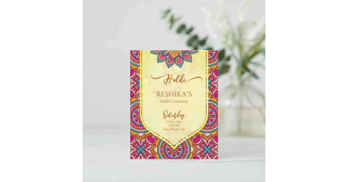 Cerise mandala rangoli mehndi budget invitation | Zazzle